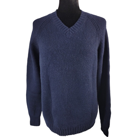 Giasone | Sweaters | Giasone Womans Navy Blue Lambs Wool Vneck Pullover ...